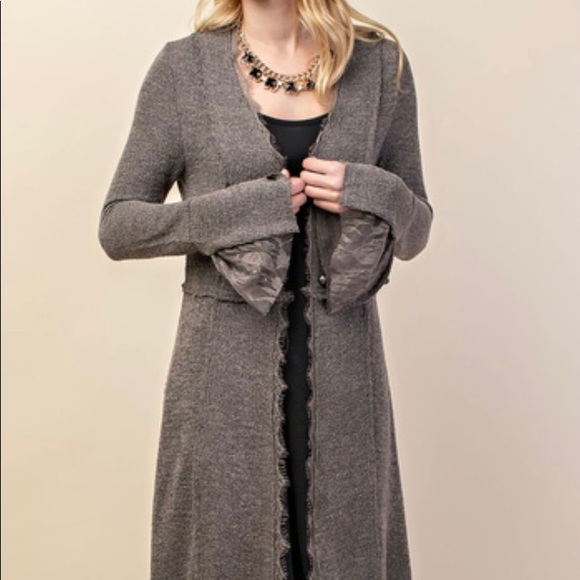 Vocal | Sweaters | Cardigan With Lace Sleeves Vocal Usa | Poshmark